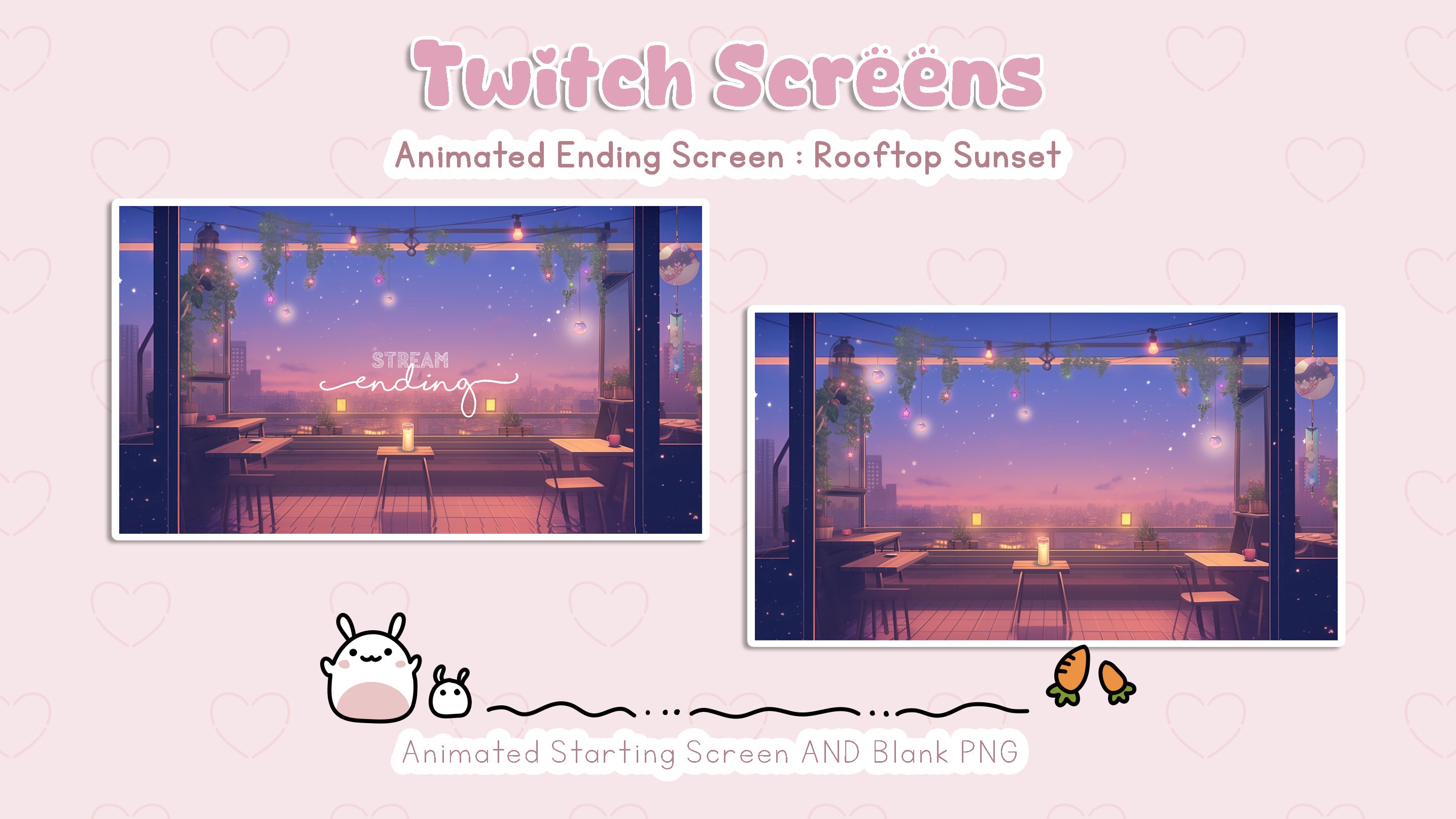 Twitch Animated Ending Screen - Youtube - Cute and Cosy LOFI Rooftop ...
