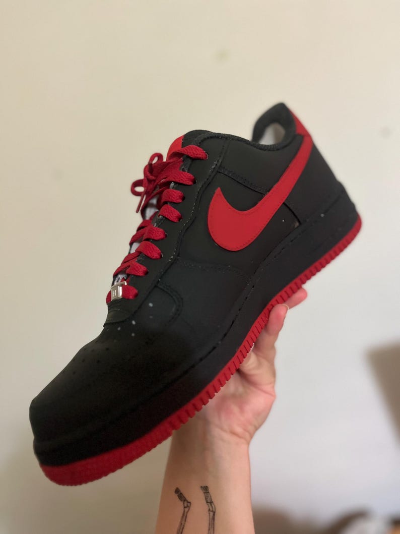 Air Force 1 Black and Red Matt - Etsy