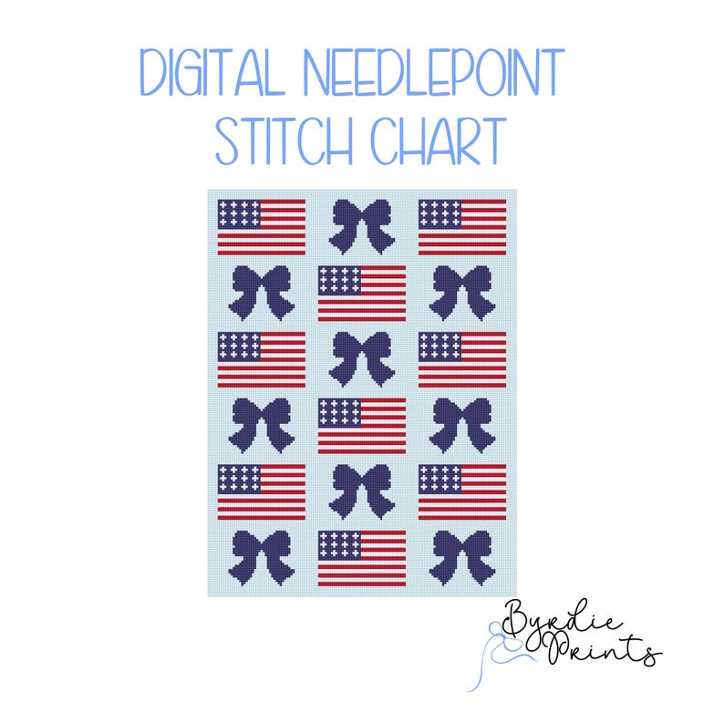 Patriotic Coquette Needlepoint Chart | Digital Download | American Flag ...