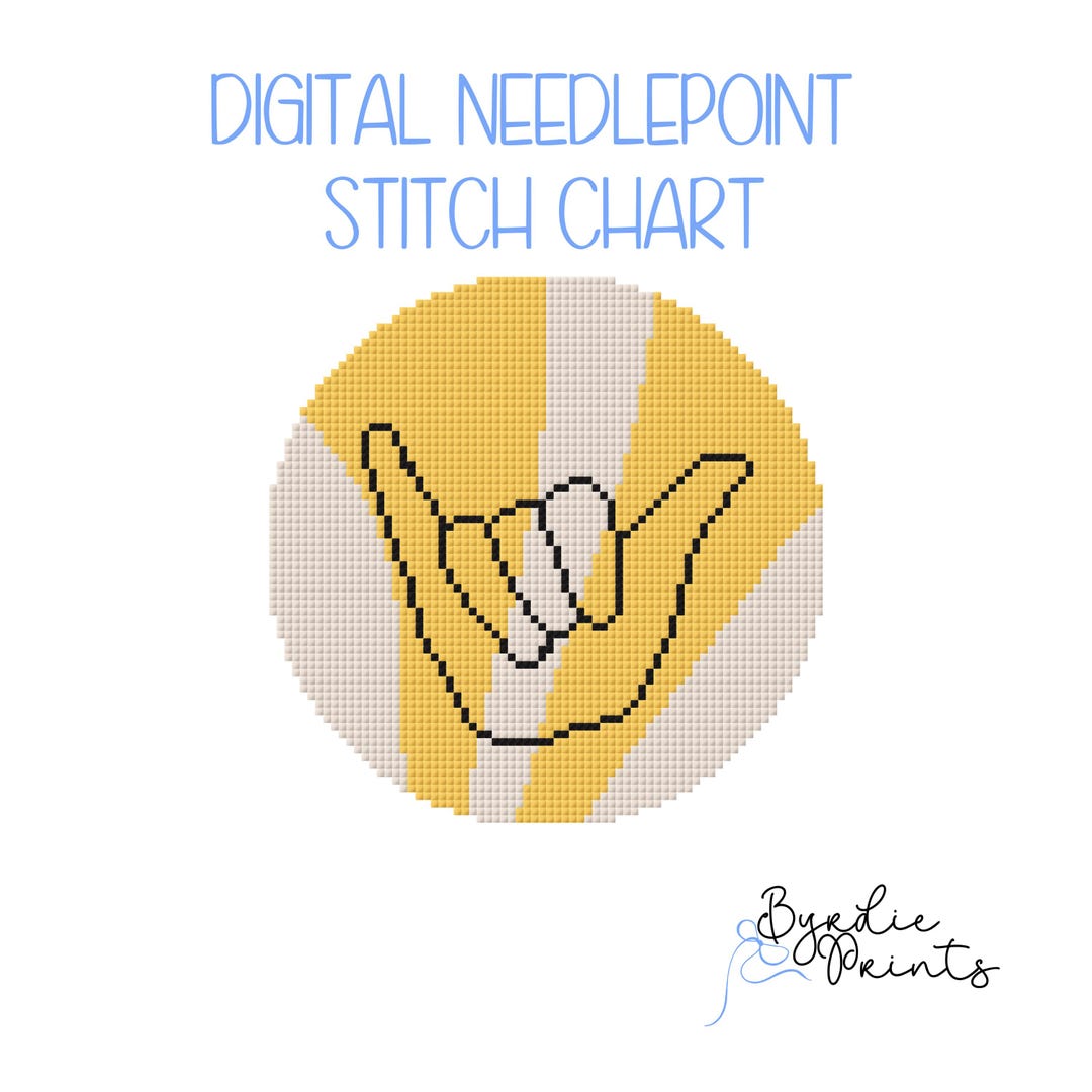 Shaka Ornament | Cute Surf Themed Needlepoint Pattern | Digital ...
