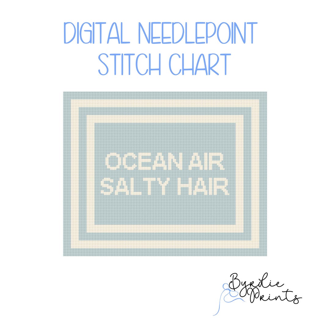 Ocean Air Salty Hair Needlepoint Chart| Cute Coastal Needlepoint ...