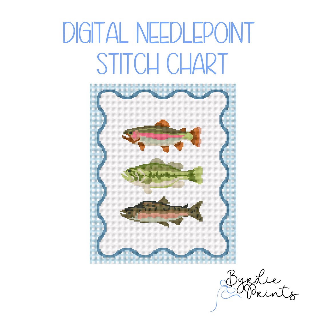 Gone Fishing Needlepoint Chart | Preppy Needlepoint Pattern | Digital ...