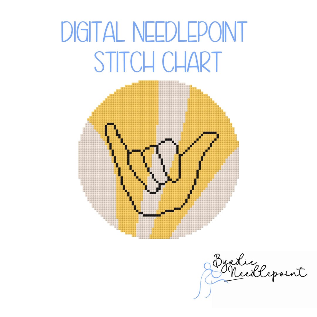 Shaka Needlepoint Pattern | Summer Surf Stitch Chart (digital Download ...