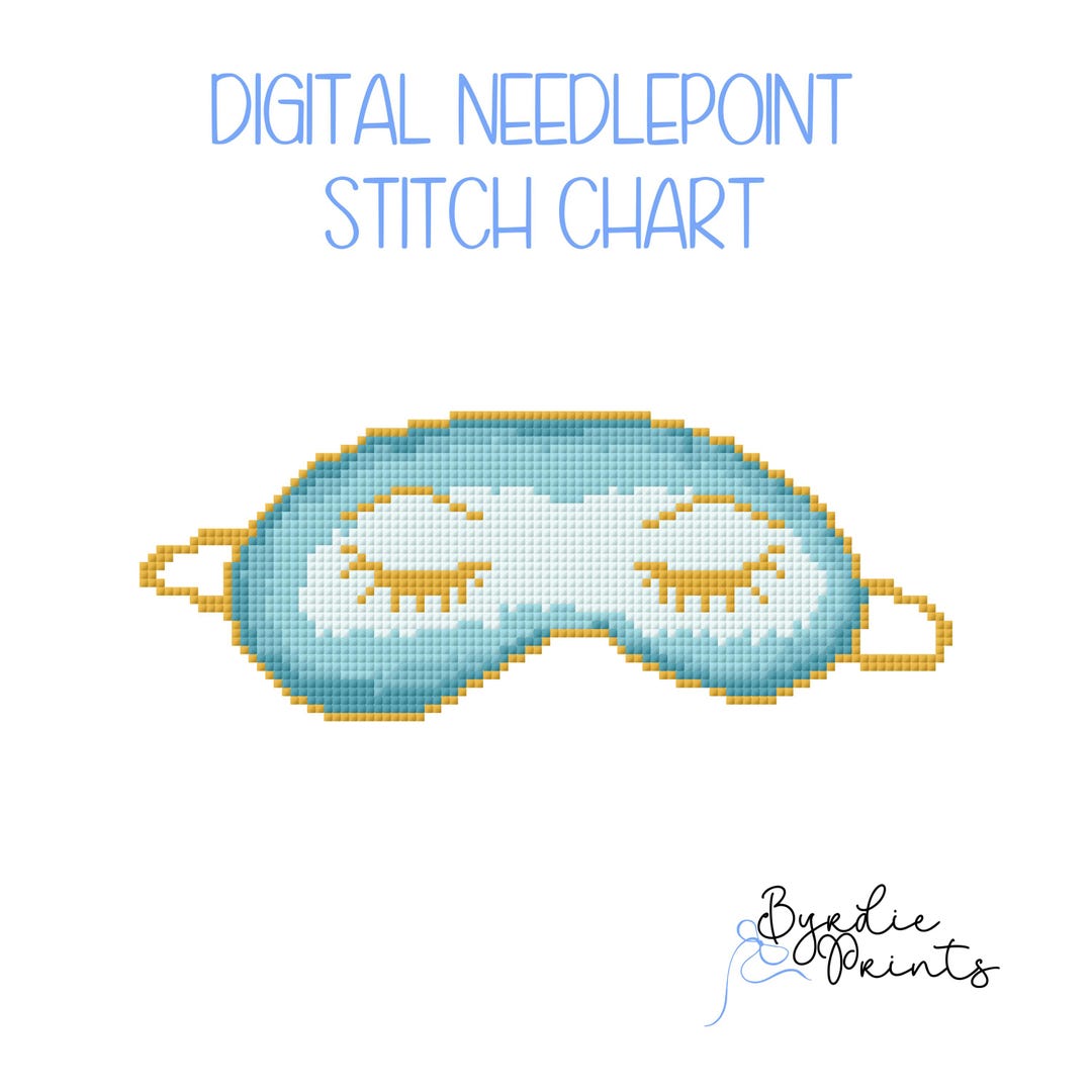 Vintage Inspired Blue Sleep Mask Needlepoint Pattern | 18 Mesh Chart ...