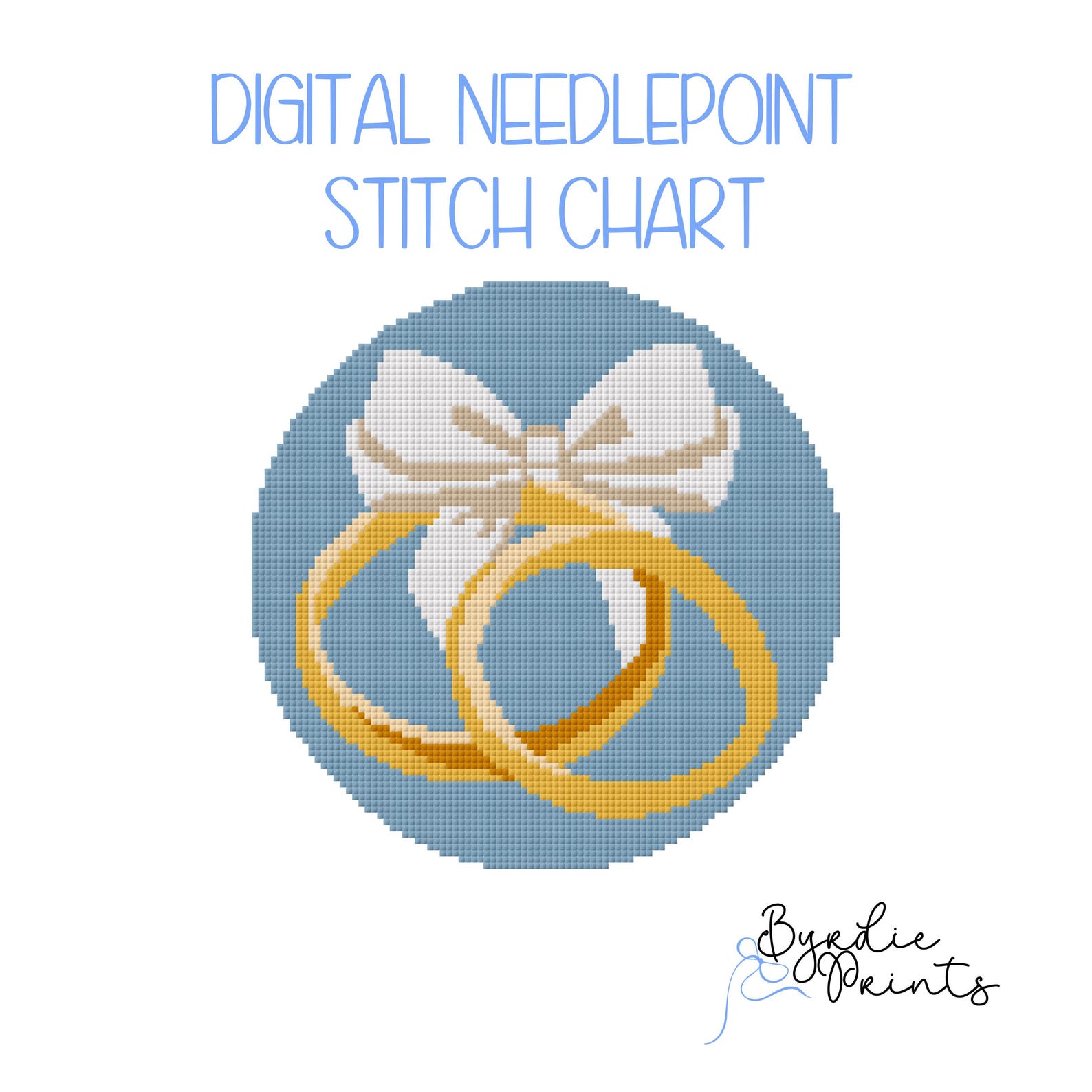 Eternal Love Needlepoint Pattern – Wedding Rings With Bow | Cute ...