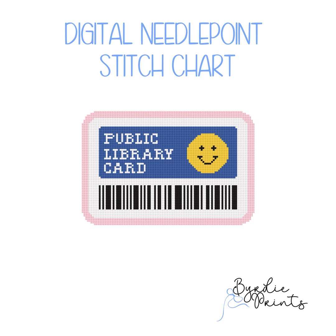 Public Library Card Needlepoint Pattern – for the Book Lover | Fun ...