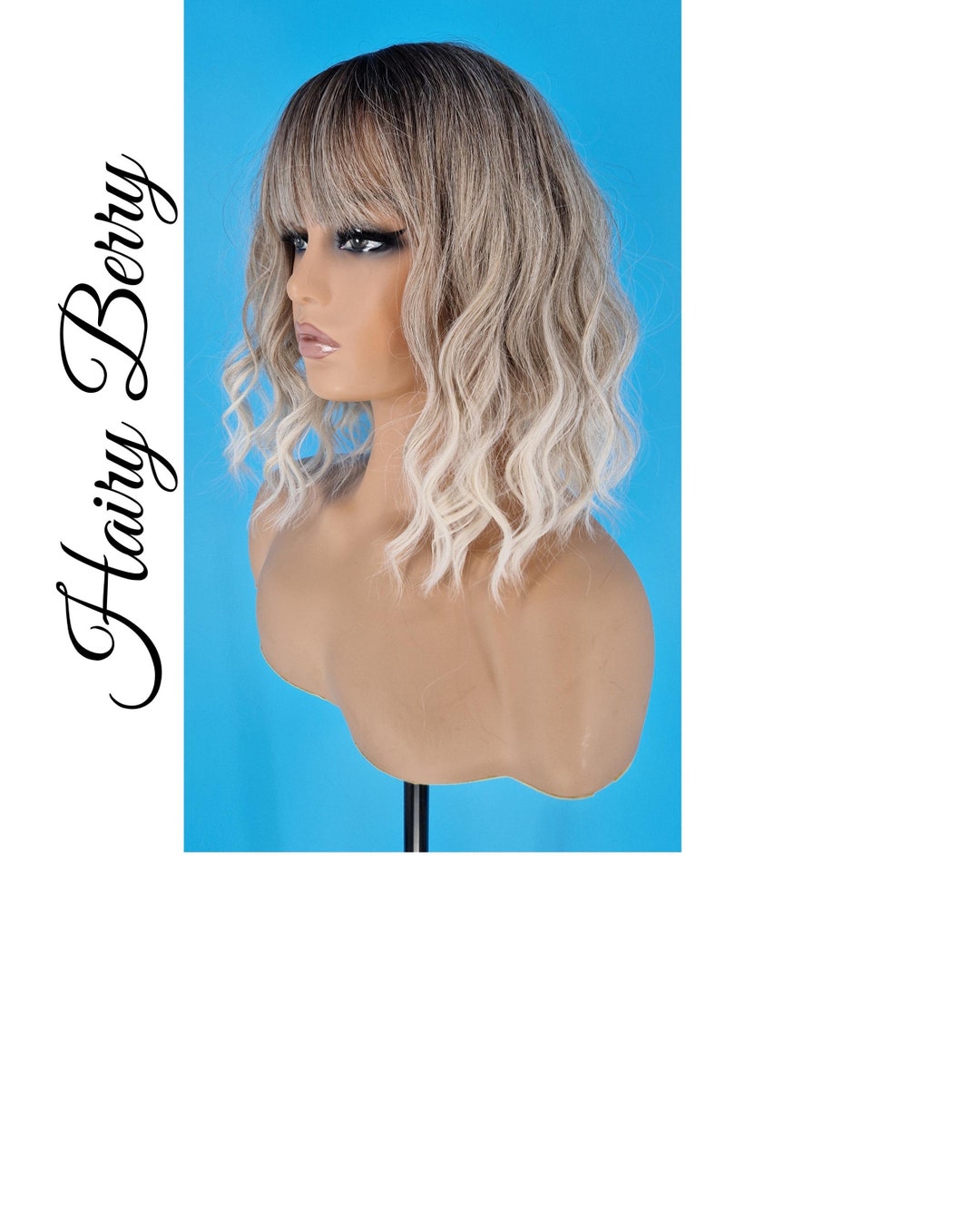 Ponytail Wig, Blonde Wig With Bangs, Short Wig, Wig With Bangs, Calico ...