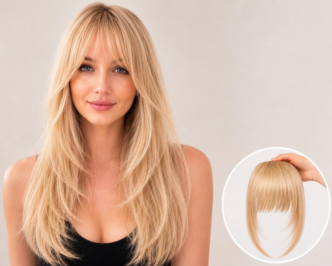 Hair Clip in Bangs, Wispy Fringe Bangs With Temples, Air Bangs ...