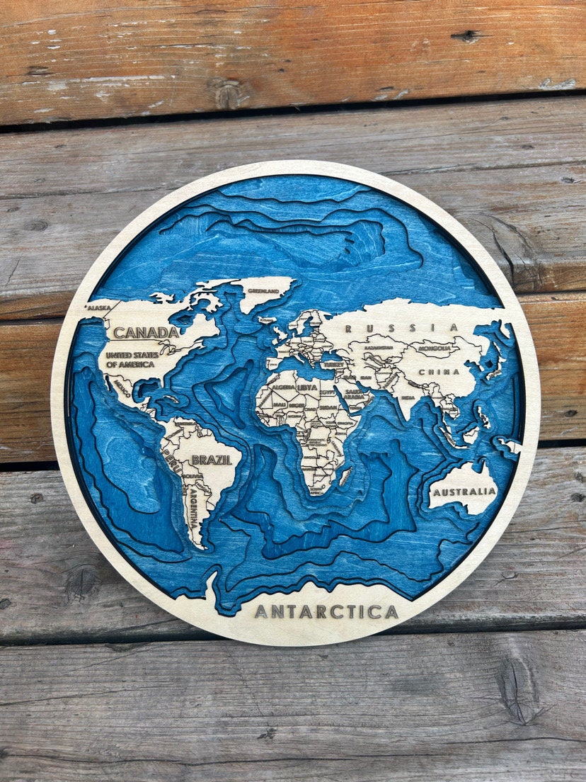 3D World Map- Six Layers - Etsy