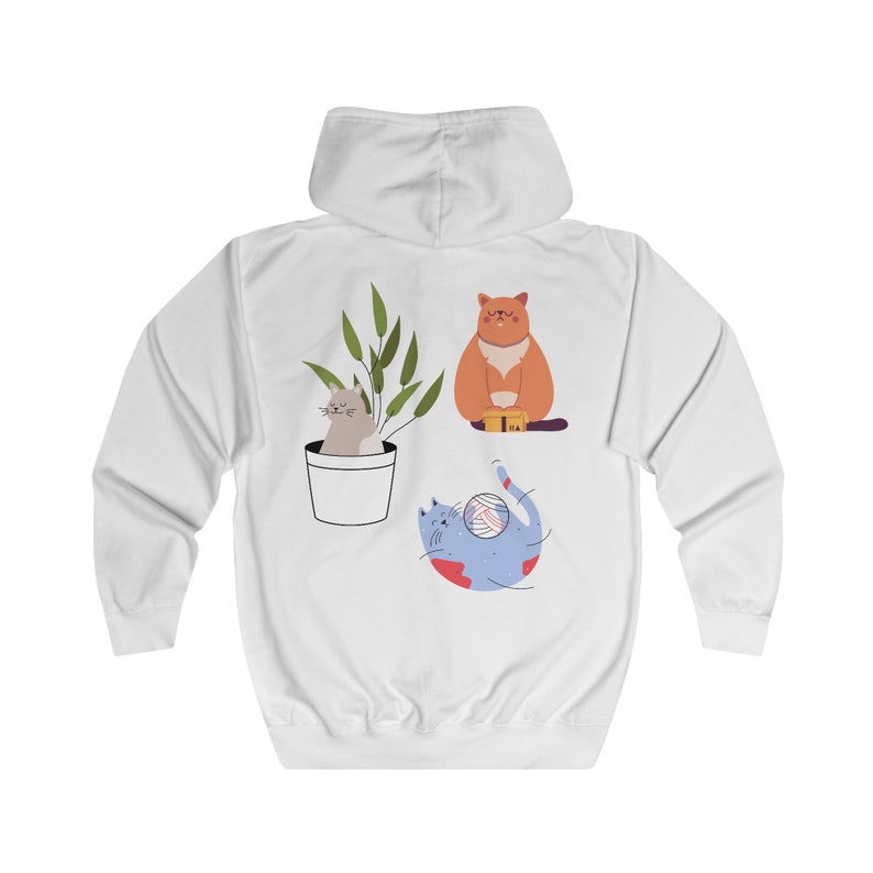 Cat Zip up Hoodie With Cute Cats and is Comfortable for Home, Outside ...