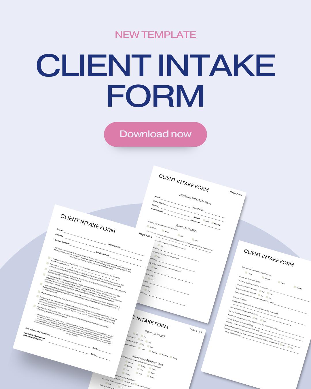 Client Intake Forms New Client Intake Form Editable Client Intake Form ...