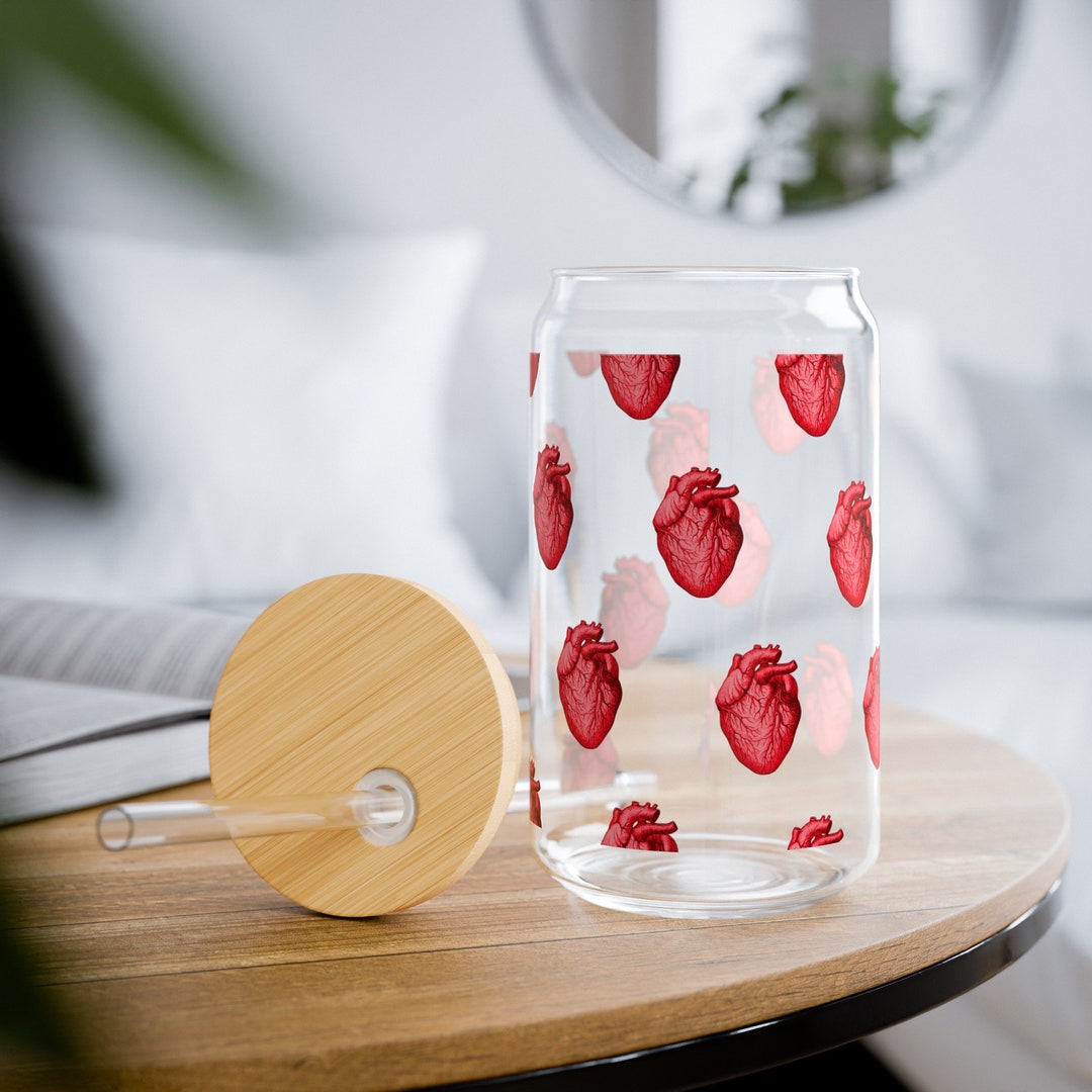 Clear Glass Soda Can | Clear Straw, Bamboo Lid | Sipper Glass for ...
