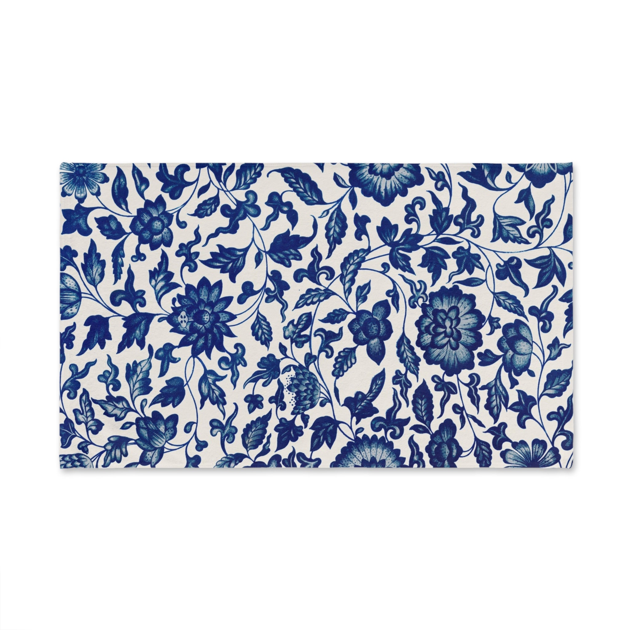 Elegant Blue Floral Pattern Hand Towel | Classic Floral Design | High ...