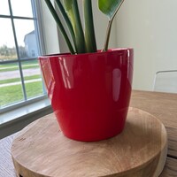 USA Pottery Red Drip Glaze Octagon Planter, Vintage Red Planter, Bright ...