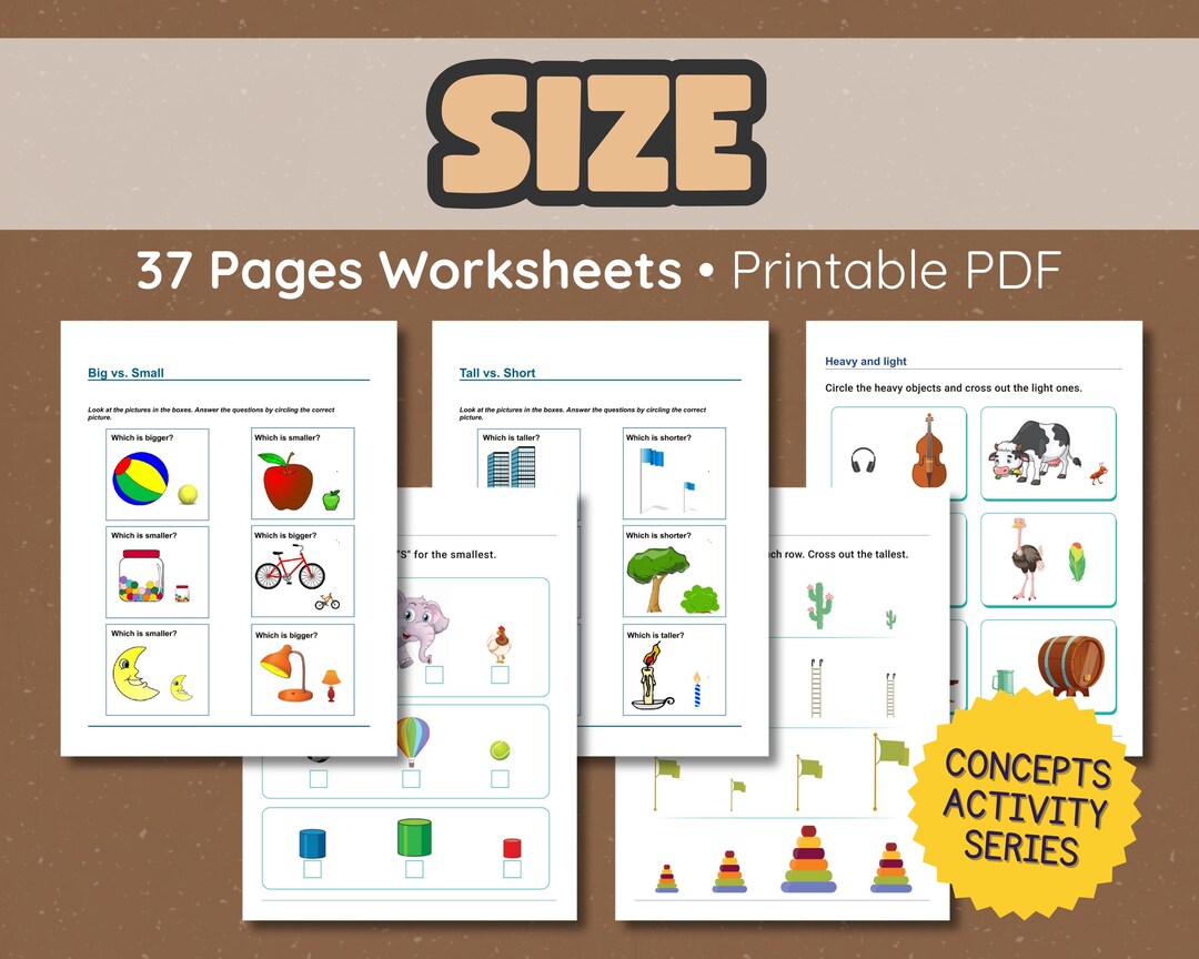 Size Comparison Worksheets for Preschool & Kindergarten | Big Small ...