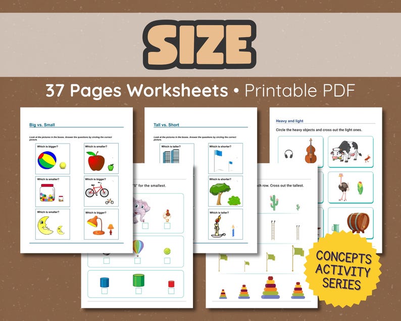 Size Comparison Worksheets for Preschool & Kindergarten | Big Small ...