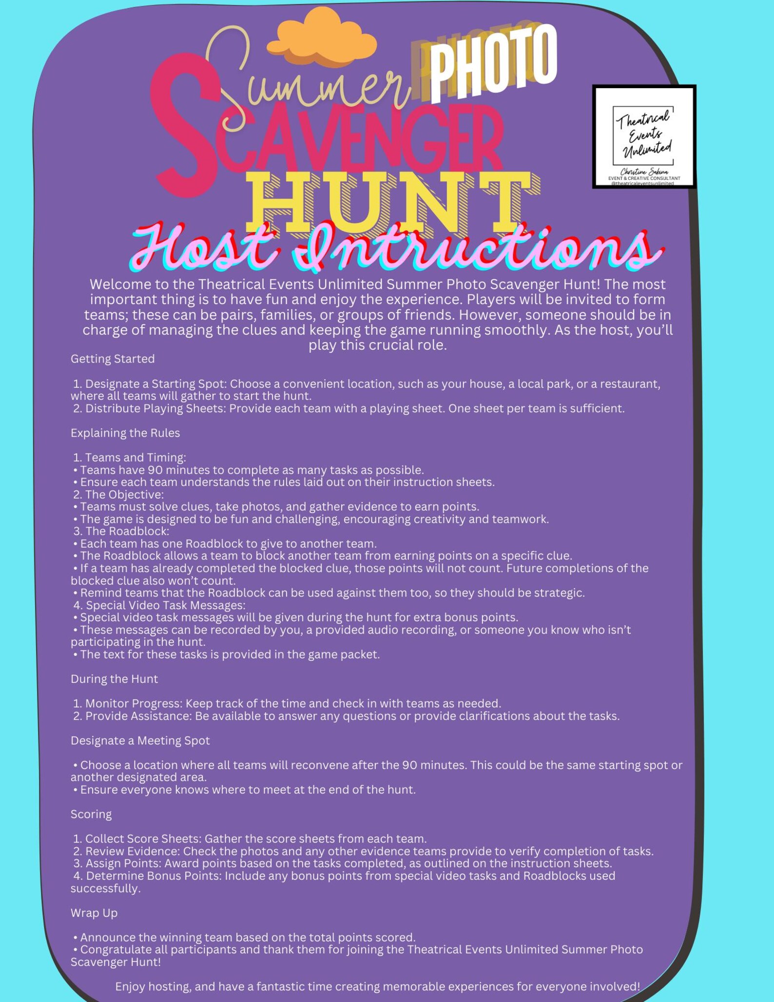 Summer Photo Scavenger Hunt Created by Theatrical Events Unlimited - Etsy