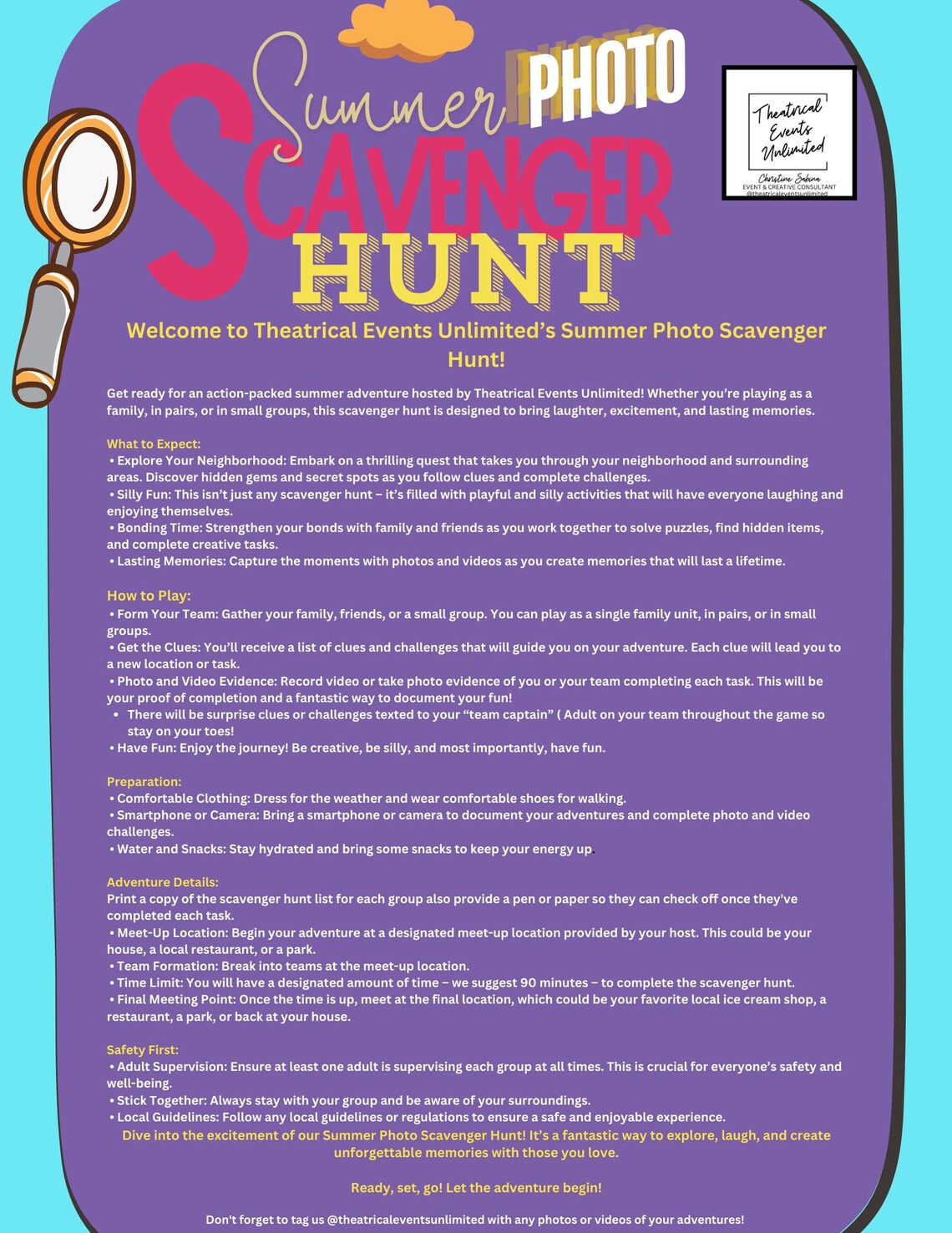 Summer Photo Scavenger Hunt Created by Theatrical Events Unlimited - Etsy