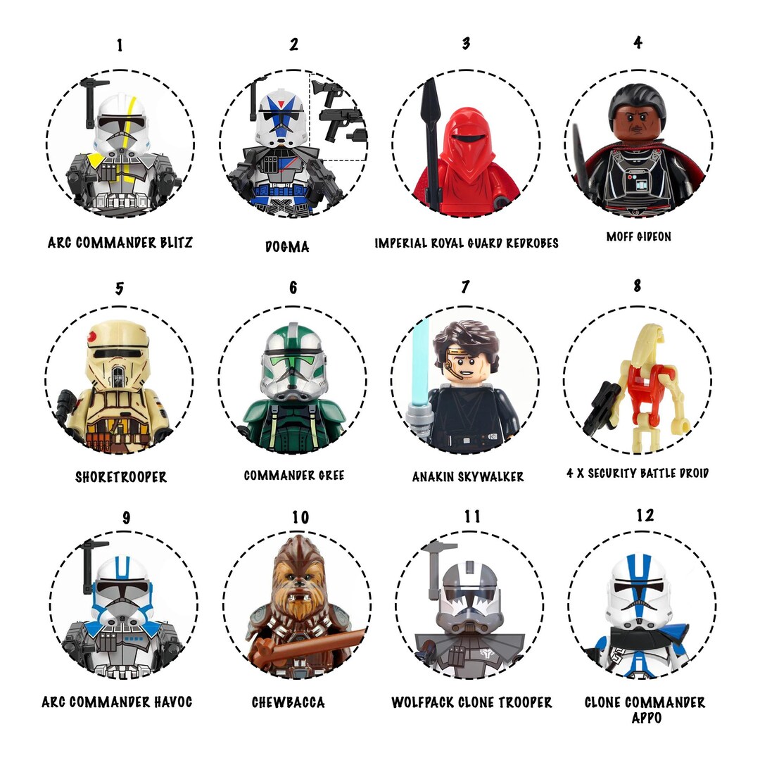 Star Wars Custom Minifigures Darth Vader, Count Duko, Captain Rex ...