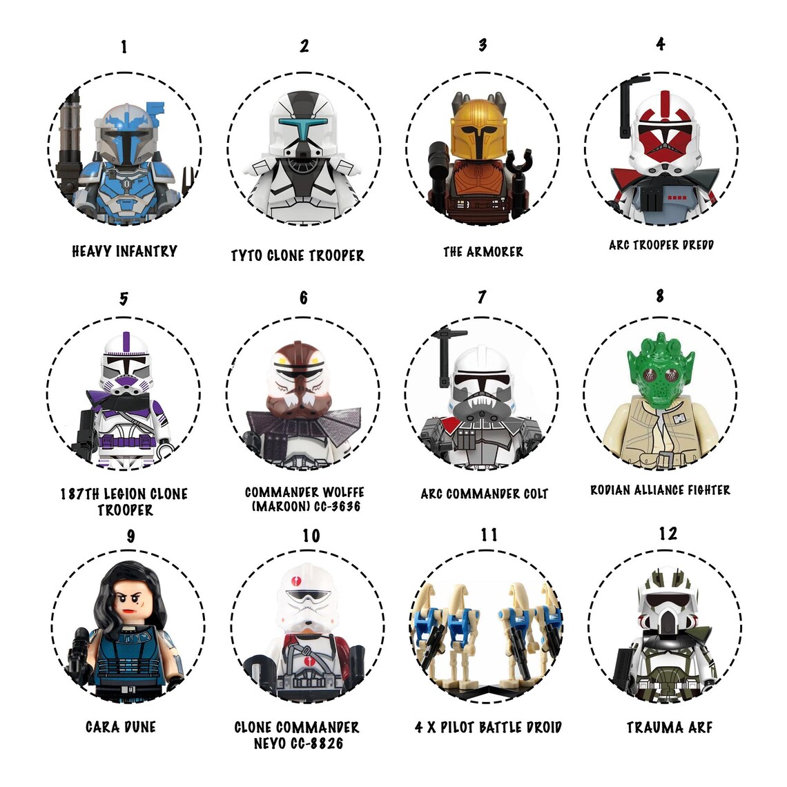 Star Wars Custom Minifigures Darth Vader, Count Duko, Captain Rex ...