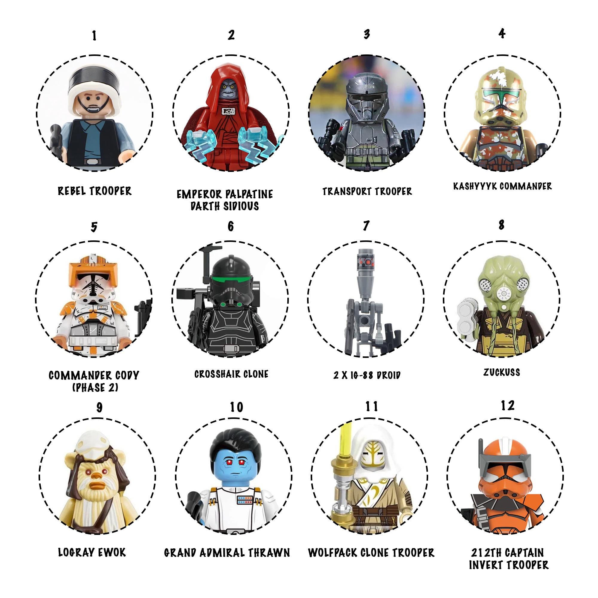 Star Wars Custom Minifigures Darth Vader, Count Duko, Captain Rex ...