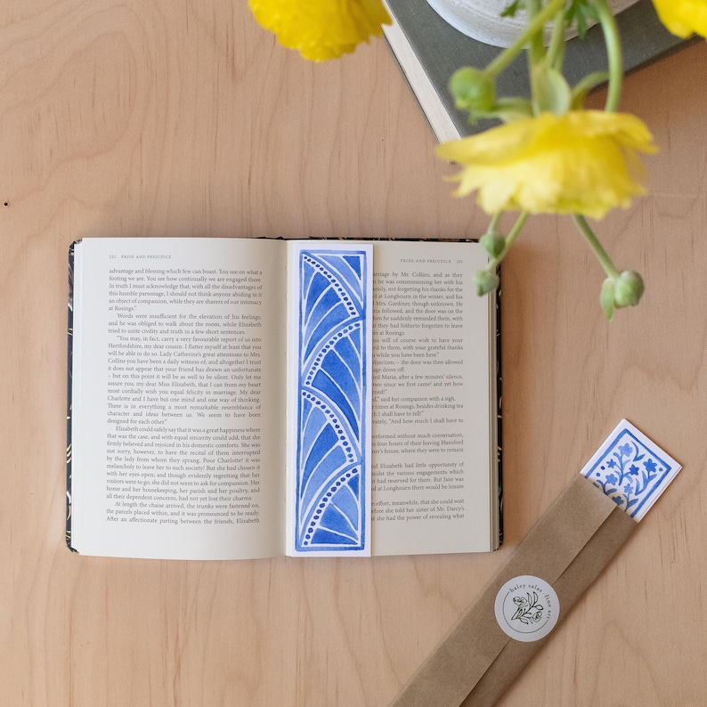 Botanical Watercolor Bookmark Set: Blue Floral Art Prints - Etsy