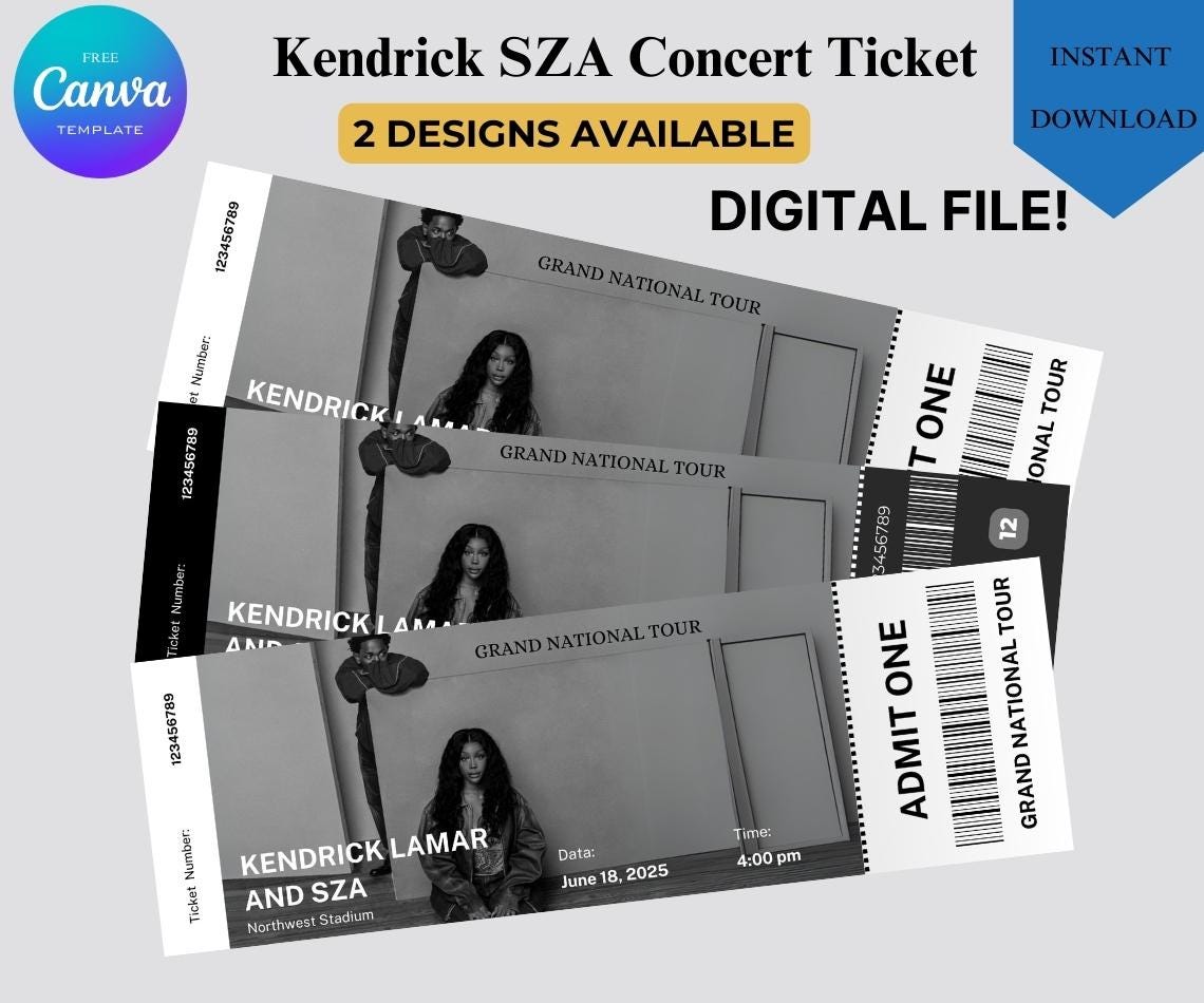 Kendrick Lamar and SZA World Tour Grand National Tour Concert Ticket ...