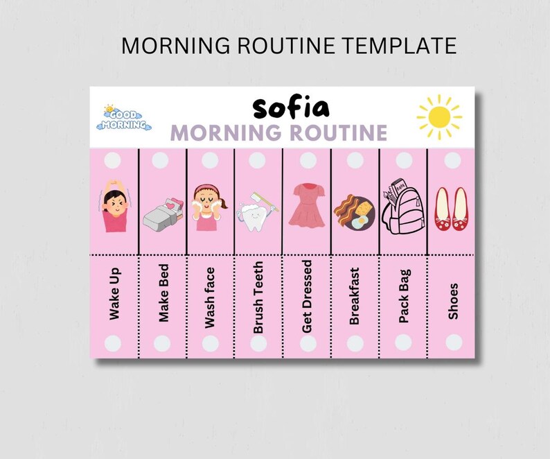 Editable Routine Flip Chart for Kids, Girl,pink, Morning Evening ...