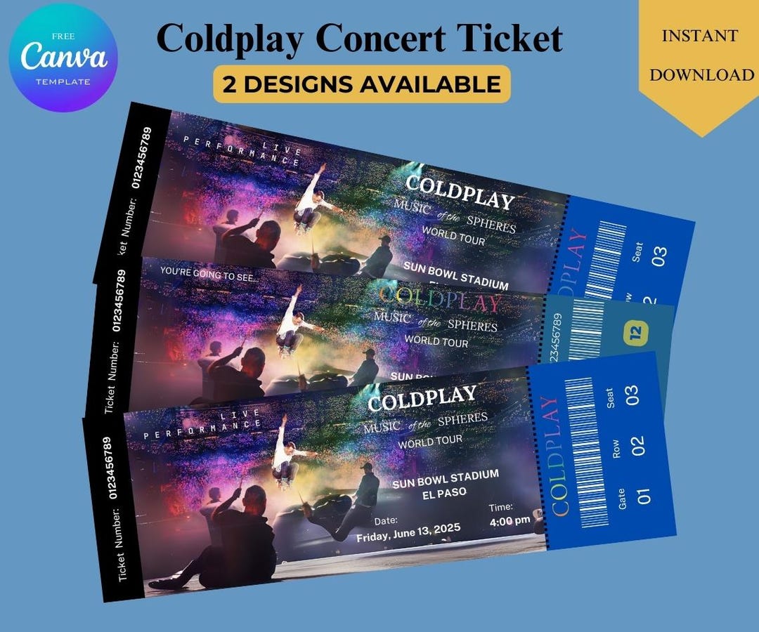 Coldplay Music of the Spheres World Tour Concert Ticket Editable and ...