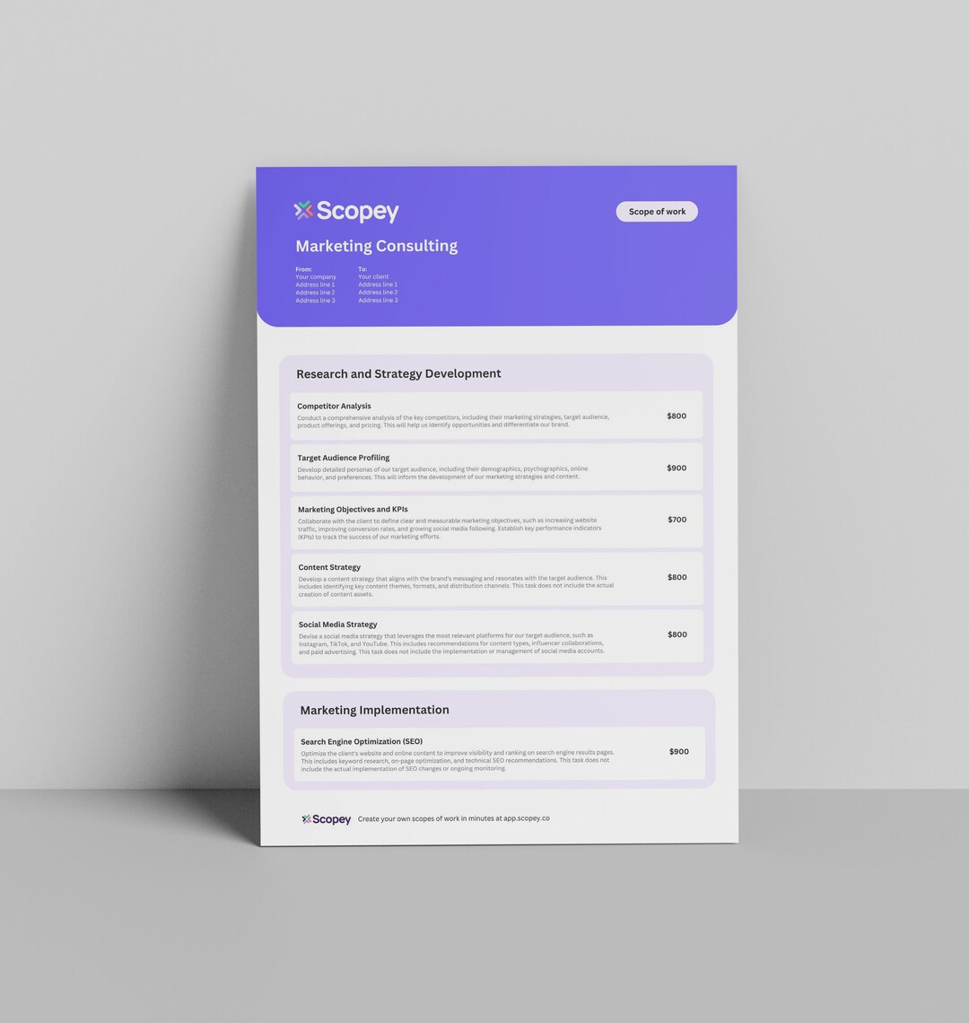 Editable Canva Project Scope Template for Marketing Consulting - Etsy