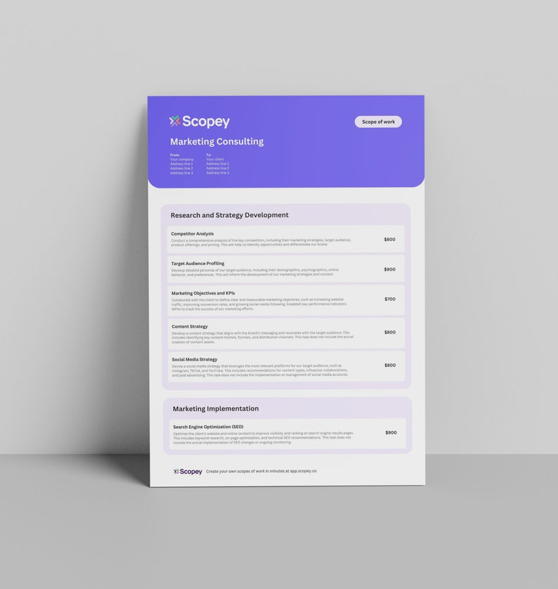 Marketing Consulting - Editable Canva Project Scope Template - Etsy