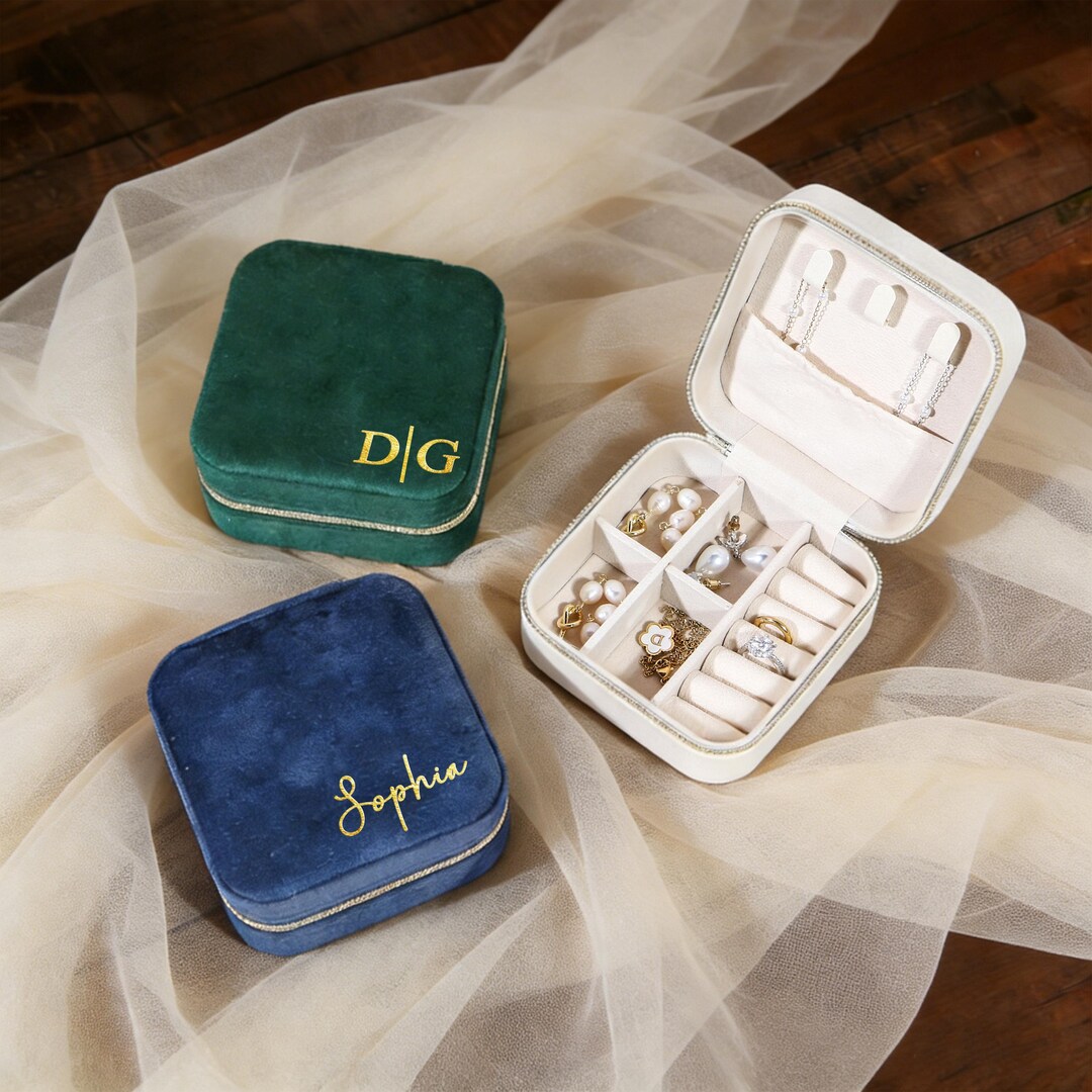 Personalized Velvet Jewelry Box,custom Travel Jewelry Case,jewelry ...