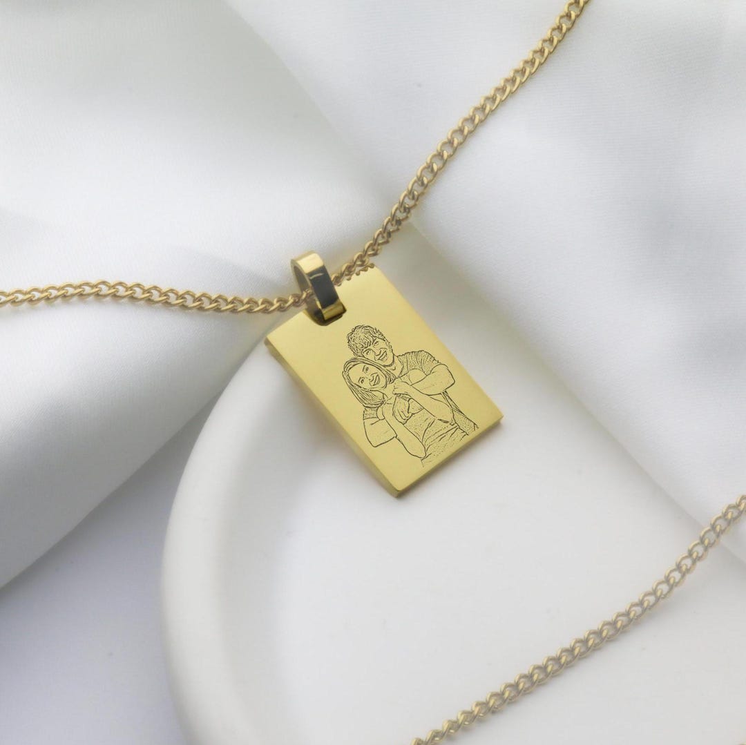 Engraved Gold Pendant,custom Men's Gold Necklace,personalized 18K Gold ...
