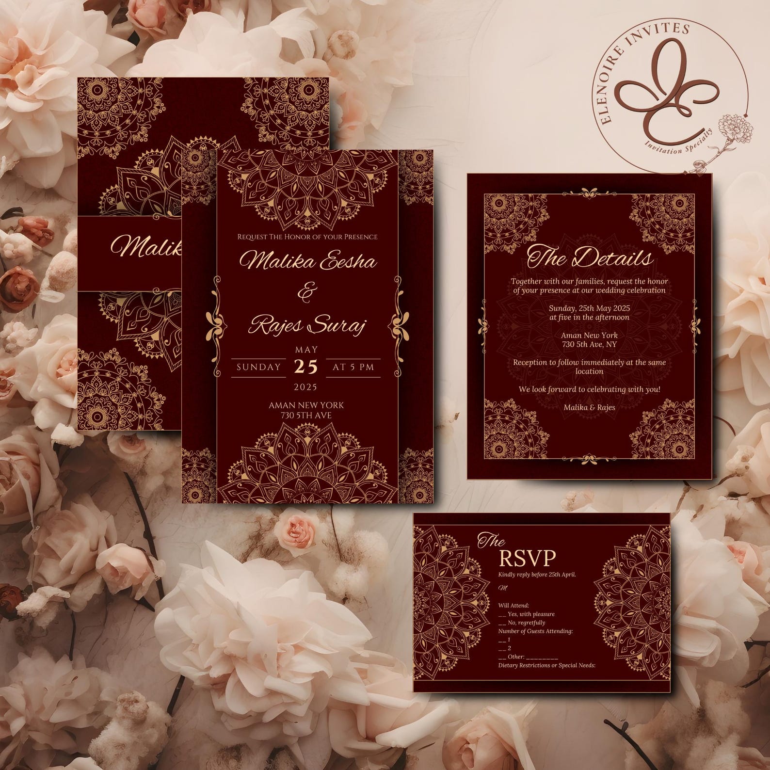 Indian Wedding Invitation Elegant | Traditional Bollywood Invite ...