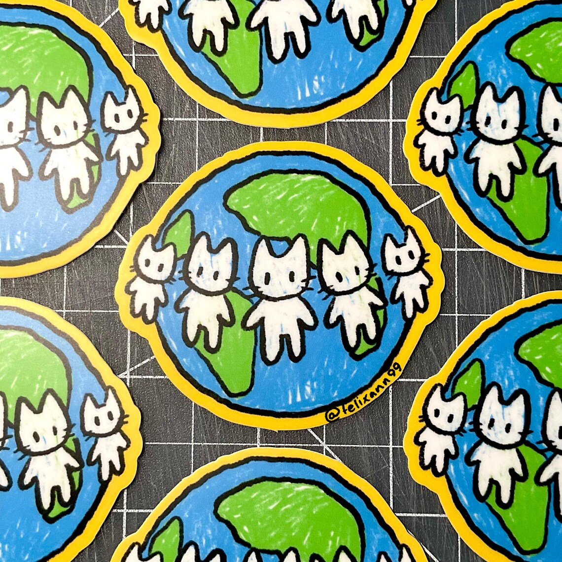 Earth Cats Vinyl Sticker | Gifts for Cat Lovers, Kindle Case, Laptop ...