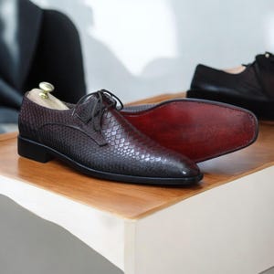 Men's Handmade Python Texture Whole Cut Oxfords | Designer Dress Office ...