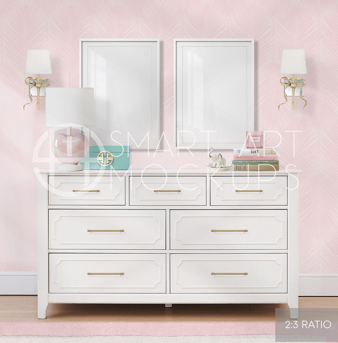 Pink Room Frame Mockup, Tween Room Mockup, 2:3 Ratio Frame Mockup ...
