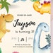 Kids Baby Editable Cute Watercolor Dinosaur Birthday Invitation Canva ...