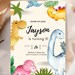 Kids Baby Editable Cute Watercolor Dinosaur Birthday Invitation Canva ...