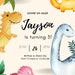Kids Baby Editable Cute Watercolor Dinosaur Birthday Invitation Canva ...
