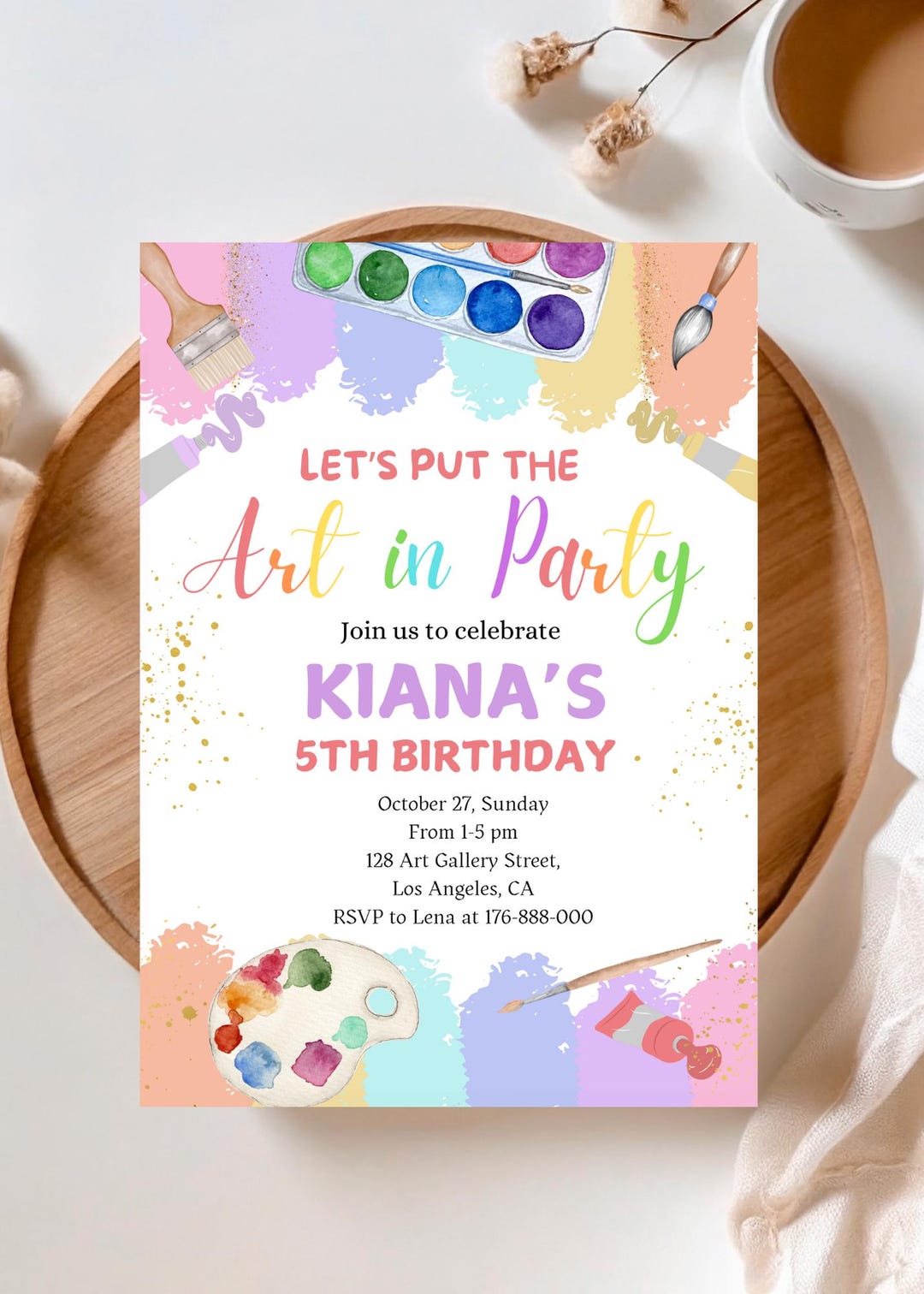 Editable Lets Put the Art in Party Birthday Invitation Template ...