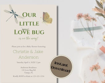 Love Bug Baby Shower Editable Invitation - Etsy