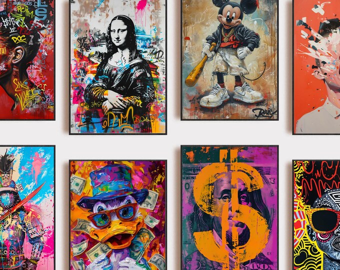 120-pack of Printable Designs in Pop-art Style Musicians of 20th ...