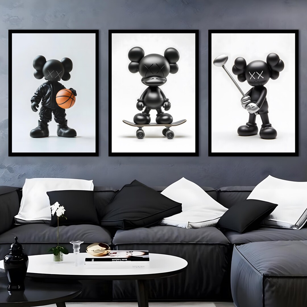 Kaws Hypebeast Print Set Hypebeast Toys With Basketball Skateboard and ...