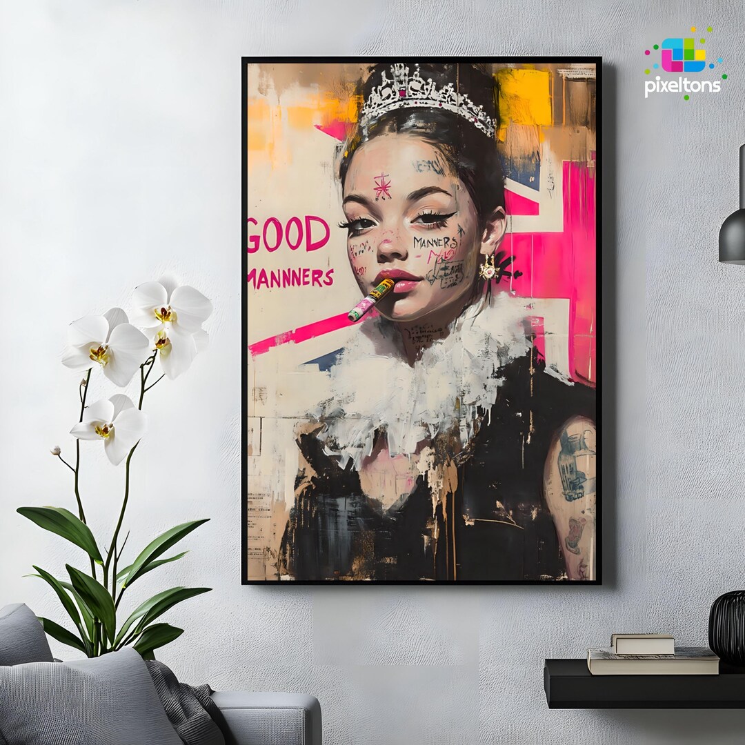 Rebellious Queen Wall Art Modern Pop Culture Poster Urban Graffiti Street Art Print Unique ...