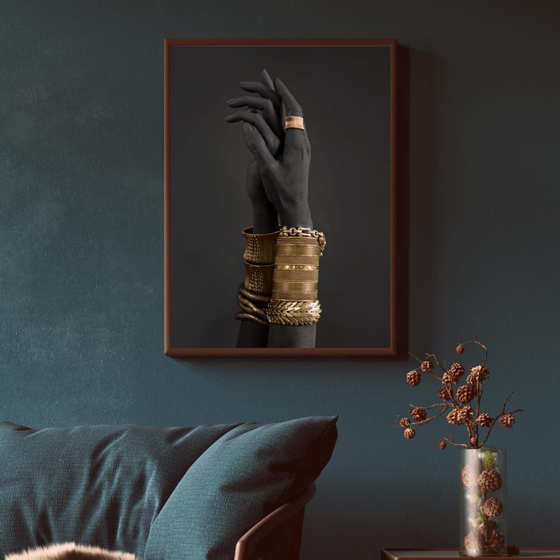 Luxury Black and Gold Hands Wall Art Set Modern Glamour Print Elegant ...