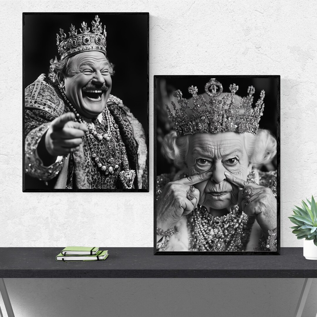 Humorous Royalty Wall Art Funny King and Queen Printable Portraits ...