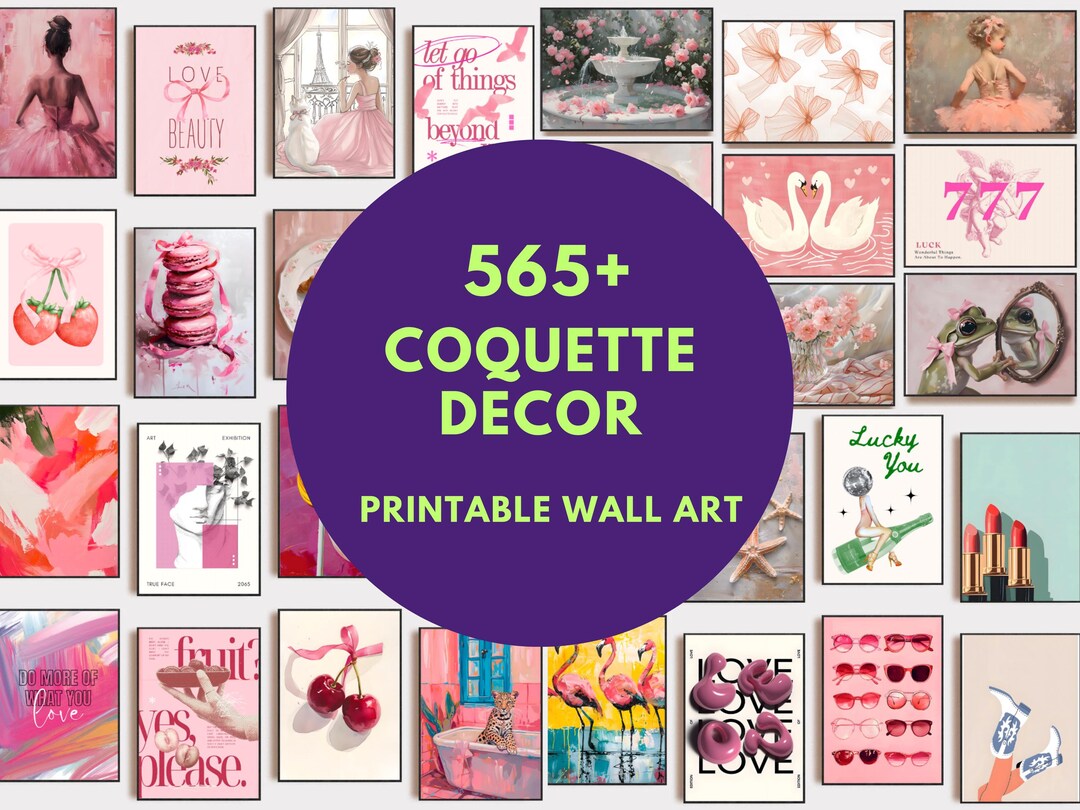 MEGA BUNDLE of 565+ Coquette Poster Printable Girly Wall Art Feminine ...