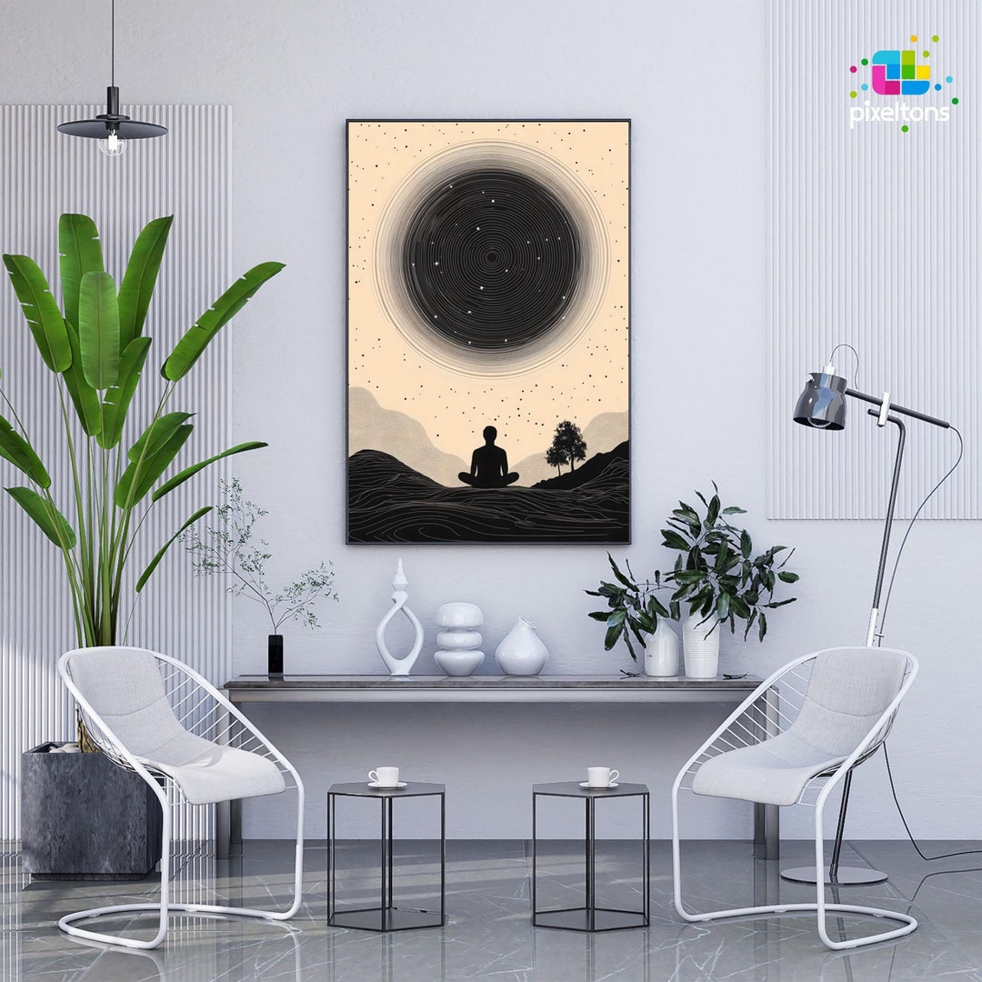 Minimalist Meditation Wall Art Spiritual Starry Sky Poster Cosmic Zen ...