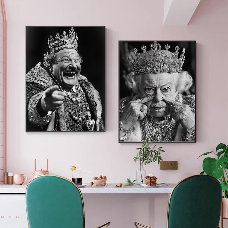 Humorous Royalty Wall Art Funny King and Queen Printable Portraits ...